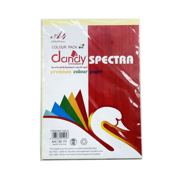 ورق متعدد الالوان داندي شد 50 Dandy-NO:100-5-A4 - مكتبة البوادي